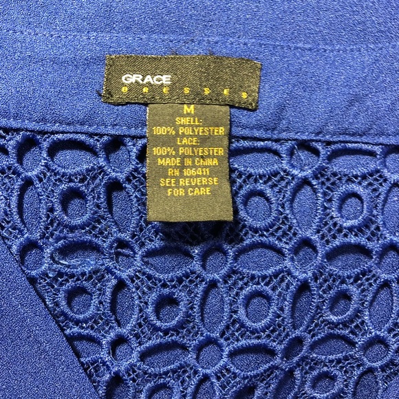 Grace Dresses | Dresses | Grace Dresses Blue Vneck Lace Shift Dress M ...